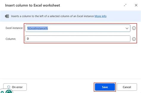 insert column and row into excel worksheet using power automate desktop