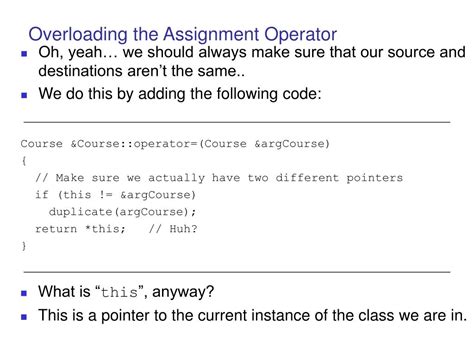 Ppt Overloading The Assignment Operator In C Powerpoint