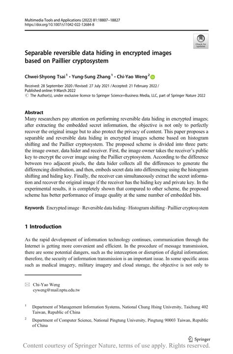 Separable Reversible Data Hiding In Encrypted Images Based On Paillier