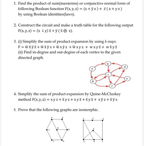 solved 1 find the product of sum maxterms or conjunctive