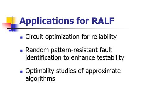 Ppt Ralf Reliability Analysis For Logic Faults An Exact Algorithm