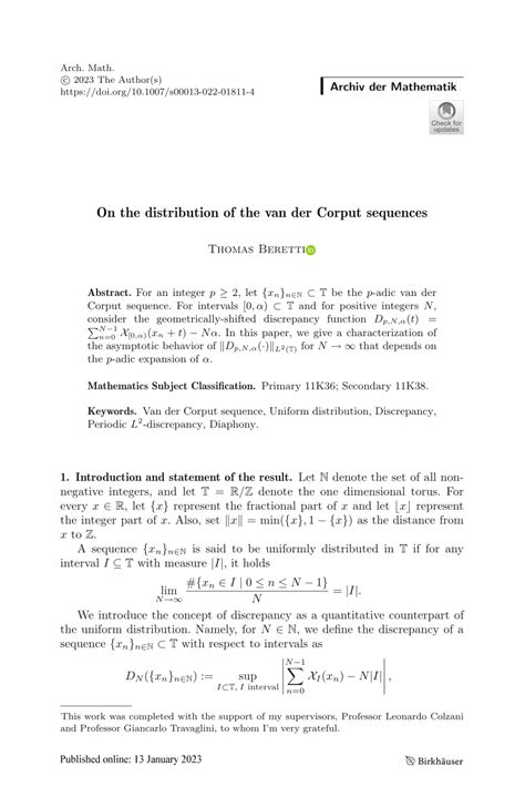 Pdf On The Distribution Of The Van Der Corput Sequences