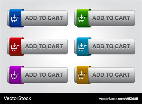 glossy add to cart buttons set royalty free vector image