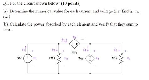 Q For The Circuit Shown Below Points A Determine The Numerical Value For Each Current