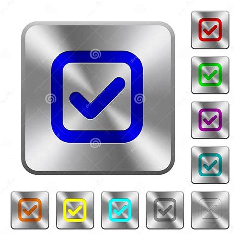 Checkbox Rounded Square Steel Buttons Stock Vector Illustration Of