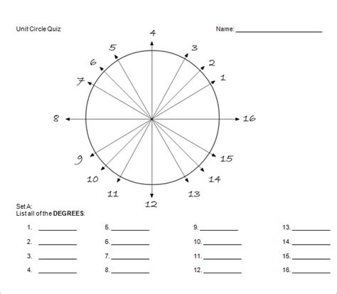 Unit Circle Chart Template 20 Free Word Pdf Format Download
