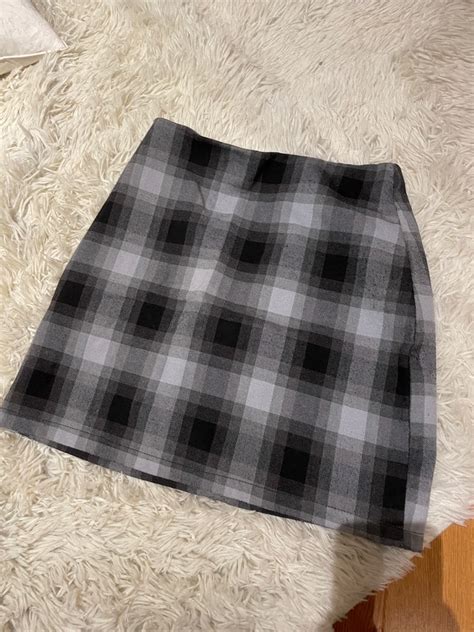 Black And White Plaid Mini Skirt Womens Fashion Bottoms Skirts On