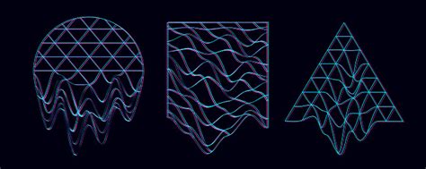 글리치 효과가 있는 기하학적 구체 집합입니다 흰색 배경에 왜곡된 원입니다 추상적인 색상은 노이즈 효과로 사각형과 삼각형을