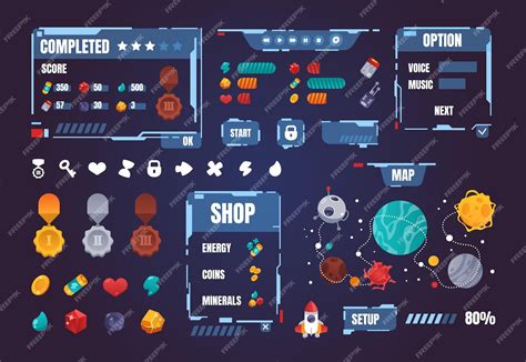 Premium Vector Game Ui Kit Cartoon Interface Menu Elements Buttons