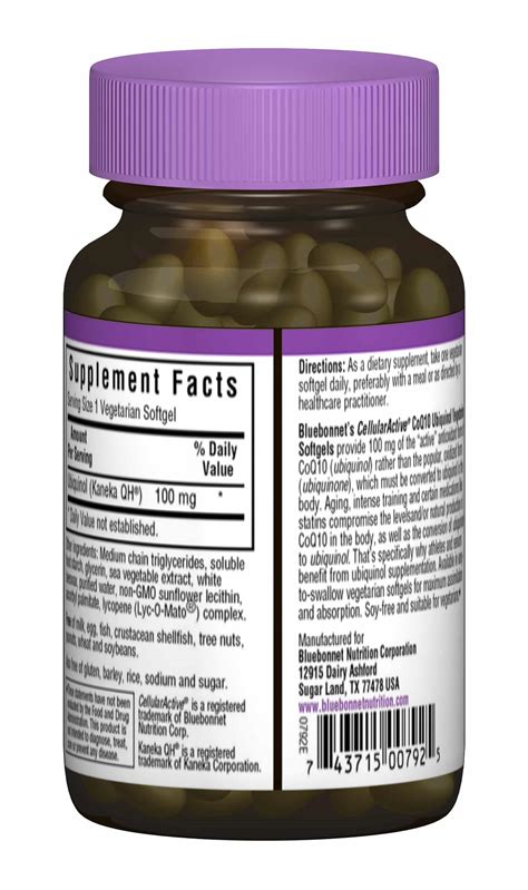 Bluebonnet Nutrition Cellular Active® Ubiquinol 100 Mg Softgels 60 Count