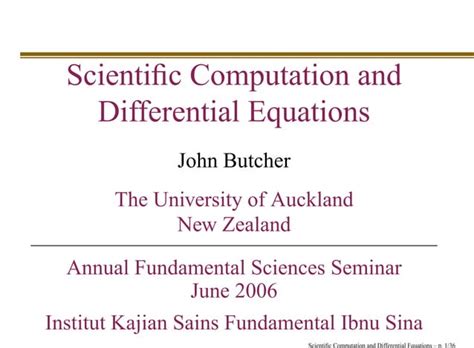 Scientific Computations And Differential Equations Ppt
