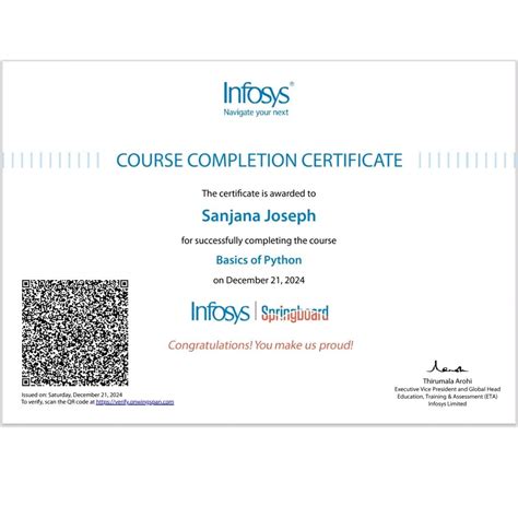 Sanjana Joseph On Linkedin Infosysspringboard Python