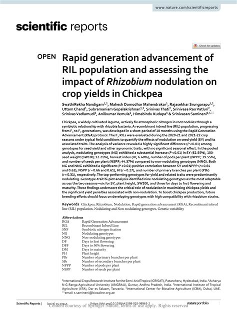 Pdf Rapid Generation Advancement Of Ril Population And Assessing The