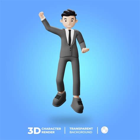 Premium Psd 3d Character Business Man Jump