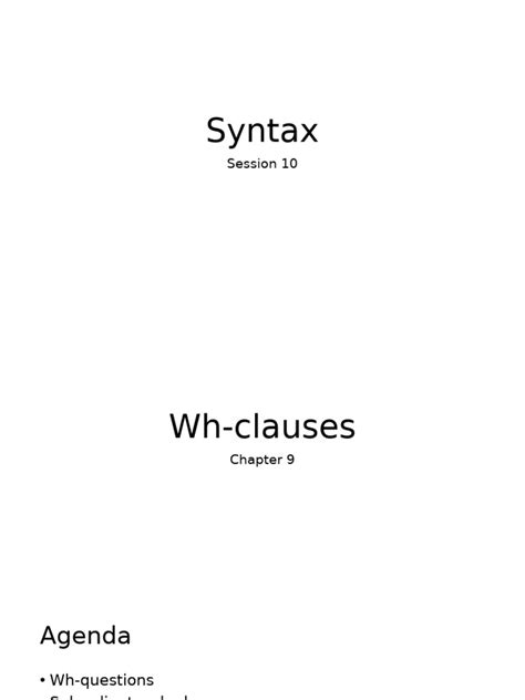 Session 10 Syntax Pdf Clause Question