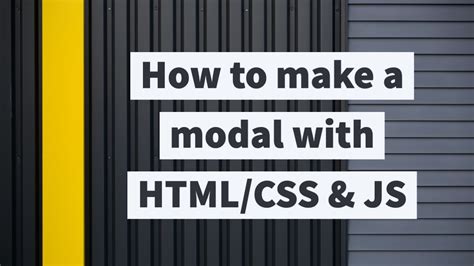 How To Make A Modal With HTML CSS Javascript YouTube