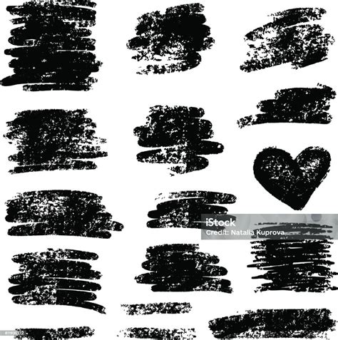 손으로 그린 추상 검은 페인트 브러쉬 선 상자 테두리 벡터 도형 흰색 배경에 고립 된 프레임의 집합입니다 0명에 대한 스톡 벡터