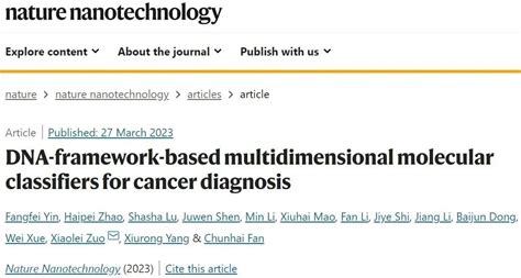 Nature Nanotechnology：樊春海、左小磊团队基于框架核酸生物传感的多维分子分型研究取得进展 生物科技 健康一线资讯