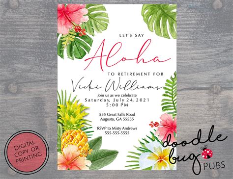 Hawaiian Retirement Party Card
