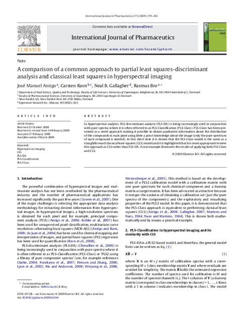 Pdf A Comparison Of A Common Approach To Partial Least Squares Discriminant Analysis And