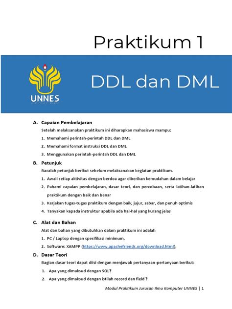 Modul Praktikum Basis Data 1 Ddl Dan Dml Gasal 2021 2022 Pdf