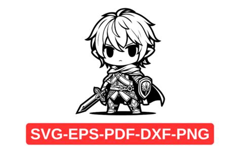 Chibi Warrior Svg File Cute Cartoon Png Gráfico Por Artful Assetsy · Creative Fabrica