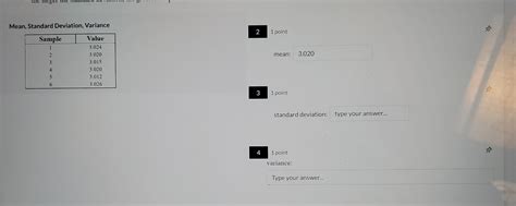 Solved Mean Standard Deviation Variance
