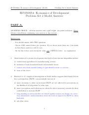 ECON0054 Problem Set 2 Model Answers Pdf ECON0054 Economics Of Development 21 22 Problem Set