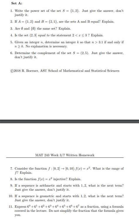 Solved Set A 12 1 Write The Power Set Of The Set S Just