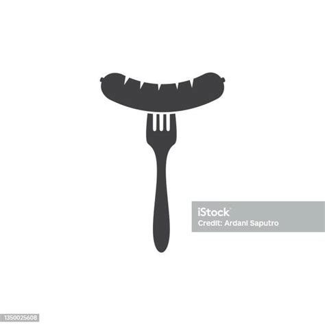 포크에 소시지 아이콘 구운 소시지 기호 로고 벡터 일러스트레이션 고기에 대한 스톡 벡터 아트 및 기타 이미지 고기 구이 굽기 Istock