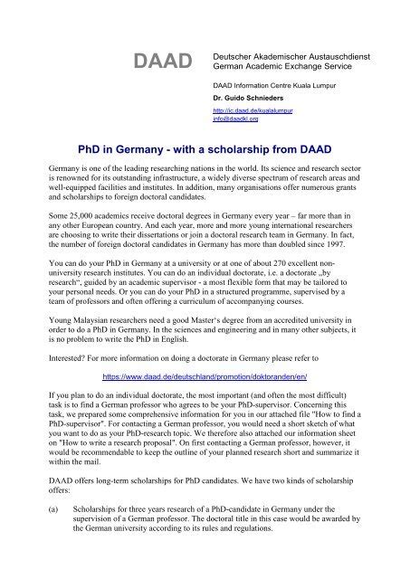 Phd In Germany And Daad Scholarships Universiti Kuala Lumpur