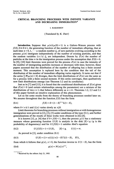 Pdf Critical Branching Processes With Infinite Variance And Decreasing Immigration