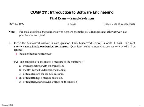 Ppt Comp 211 Introduction To Software Engineering Final Exam