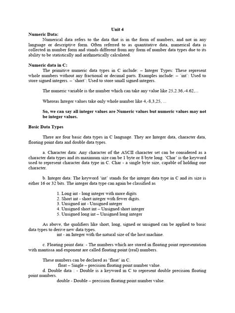 Pst Unit 4 Pdf Integer Computer Science Data Type