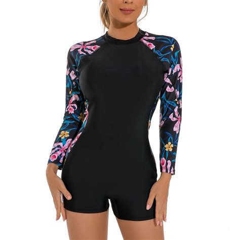 Swsmclt Womens Long Sleeve Swimsuit High Neck Slimming Soft Bathing