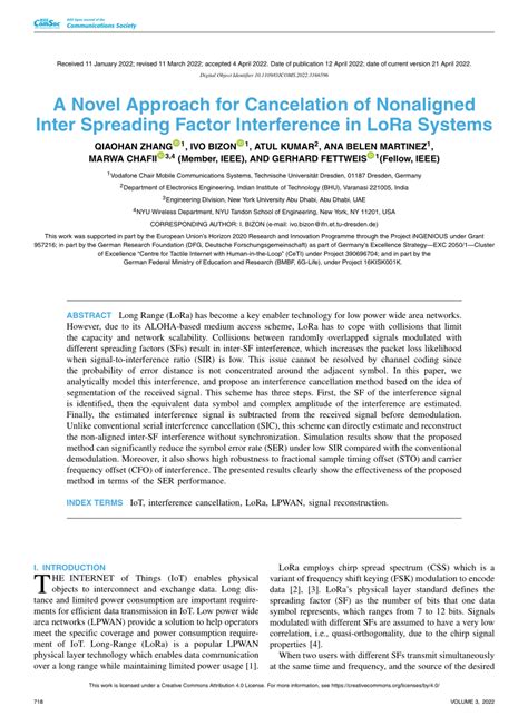 Pdf A Novel Approach For Cancellation Of Non Aligned Inter Spreading Factor Interference In