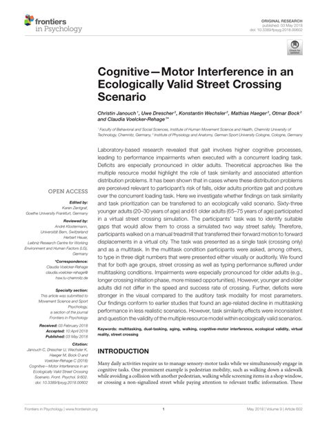 Pdf Cognitive—motor Interference In An Ecologically Valid Street