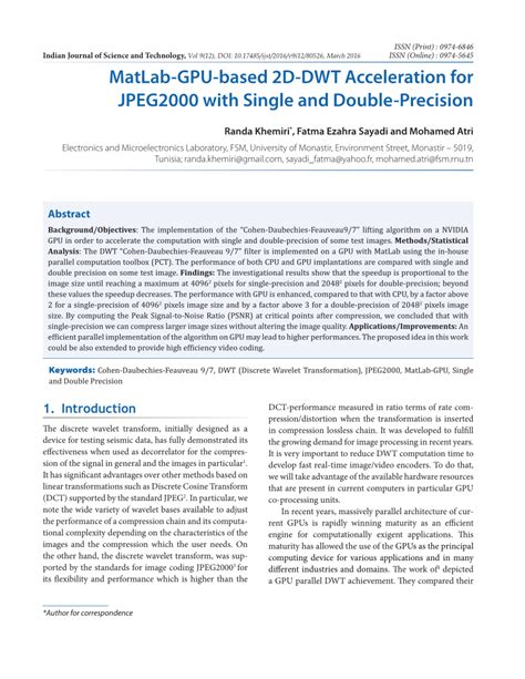 pdf matlab gpu based 2d dwt acceleration for jpeg2000 with single and
