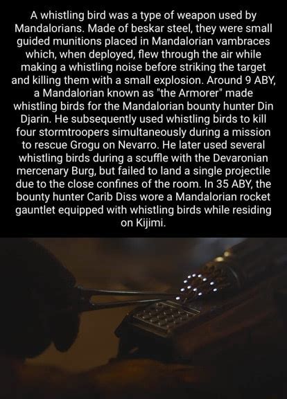 A Whistling Bird Was A Type Of Weapon Used By Mandalorians Made Of