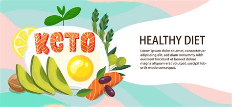 케토 다이어트 템플릿 텍스트 장소와 케톤 생성 건강 한 지방 식품 배너 건강한 식생활에 대한 스톡 벡터 아트 및 기타 이미지 건강한 식생활 웹 배너 음식 Istock