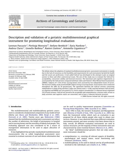 Pdf Description And Validation Of A Geriatric Multidimensional Graphical Instrument For