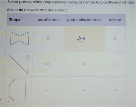 Solved Select Parallel Sides Perpendicular Sides Or Neither To