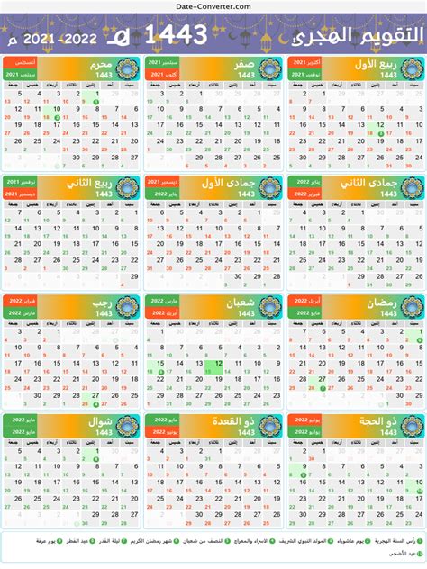 Hijri Calendar 1443 Ar Pdf
