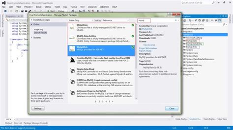Install Mysql Connector In Visual Studio 2012