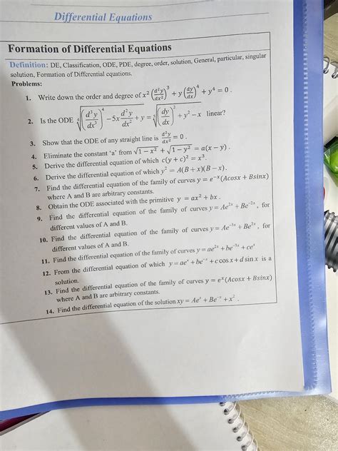 Solved Differential Equations Formation Of Differential Equations Definition De