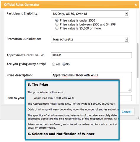 Official Rules Generator For Sweepstakes PromoSimple