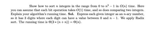 Solved Show How To Sort N Integers In The Range From To N Chegg