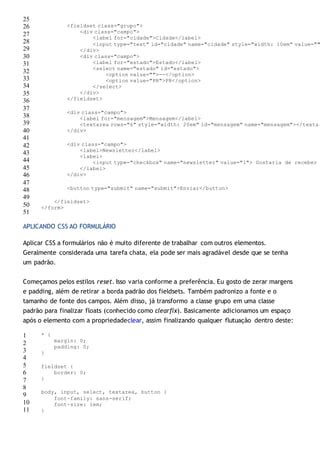 Html e css para formulários PDF