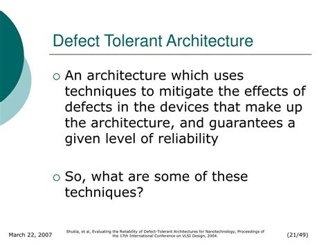 Ppt Defect And Fault Tolerant Architectures For Nanoscale Devices
