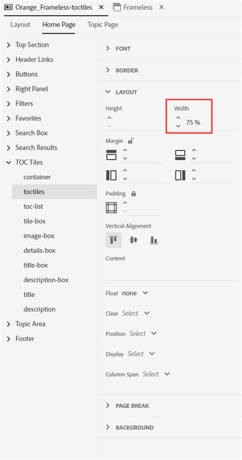 resizing and centering the toc tiles on the home p adobe community